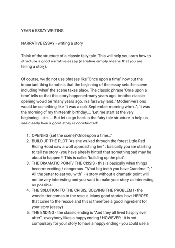 YEAR 6 TEACHER RESOURCE - HOW TO WRITE A NARRATIVE ESSAY | Teaching ...
