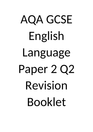Paper 2 English revision booklets | Teaching Resources