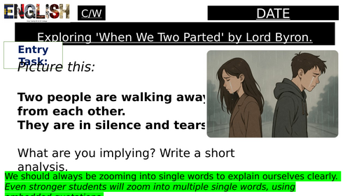When We Two Parted Poetry Lesson | Teaching Resources