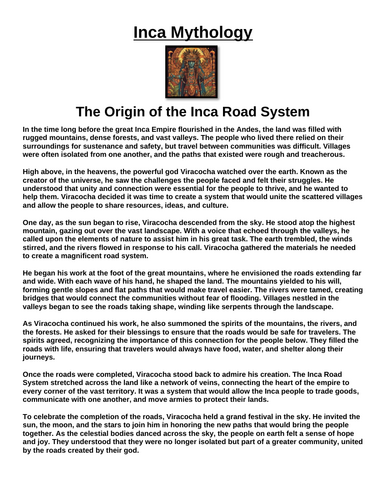 Inca Myth: The Origin of the Inca Road System “Article & Questions ...