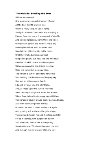 AQA Literature - Power and Conflict - The Prelude | Teaching Resources