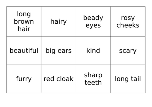 Little Red Riding Hood - adjective sorting | Teaching Resources