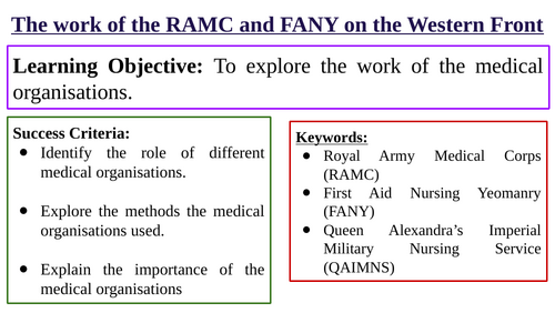 Medicine in Britain, 1250 - Present - Lesson 16: The work of RAMC and ...