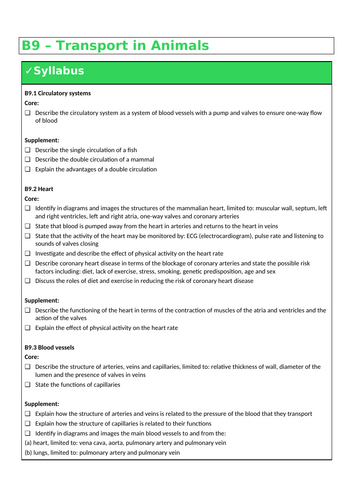 B9 Transport in animals (IGCSE Cambridge - Double - Biology) | Teaching ...