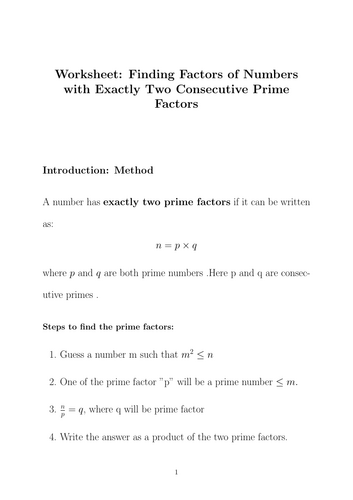 Worksheet: Finding Factors of Numbers with Exactly Two Consecutive ...