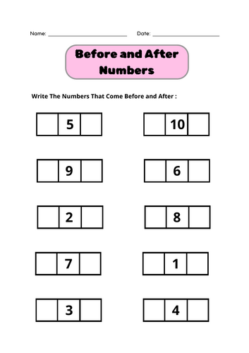 Before and After Numbers | Teaching Resources
