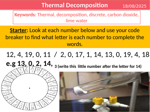 KS3 Year 7 Chemistry - Reactions - Thermal Decomposition | Teaching ...