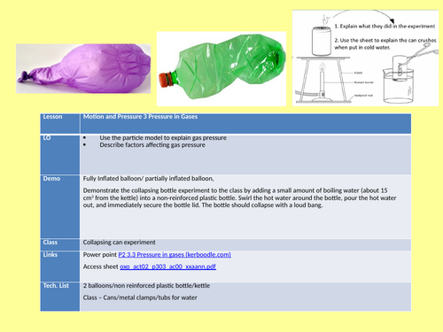 KS3 Year 8 Physics - Motion & Pressure - Pressure in gases | Teaching Resources
