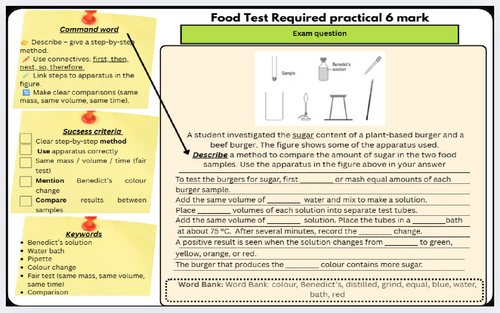 GCSE Science Required Practical 6-Mark Exam Question Worksheet | Food ...