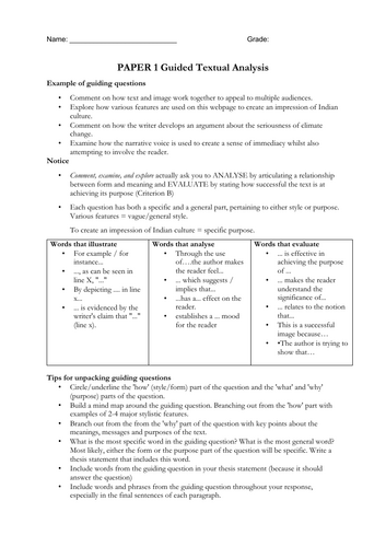 Guided Textual Analysis | Teaching Resources