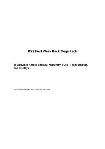 KS2 First Week Back Mega Pack | Teaching Resources