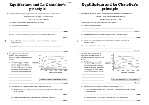 KS4 Year 10 - Rates of Reaction - Le Chatelier's principle | Teaching ...