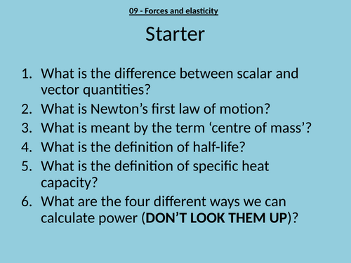 KS4 Year 10 - Forces - Forces and Elasticity | Teaching Resources