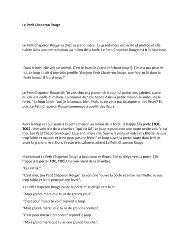 Home School Resource: French lesson: Le Petit Chaperon Rouge (Little ...