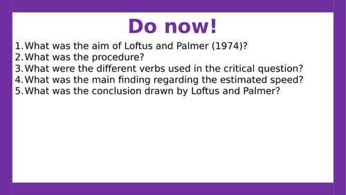 AQA A-level Psychology: Post-event Discussion. (Lesson 12 of Memory ...