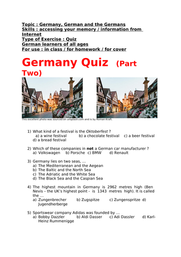German, Quiz about Germany, German and the Germans for learners of all ...
