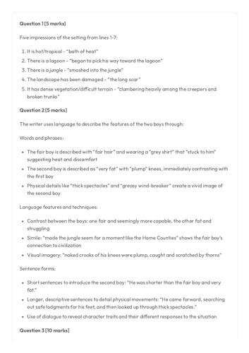 GCSE English Language WJEC - Paper 1 Practice Questions - Lord of the ...