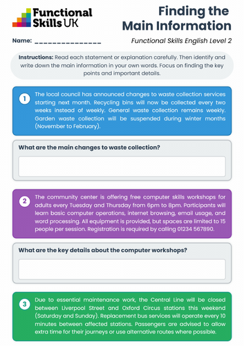 Functional Skills English - Extracting Information Skills | Teaching ...