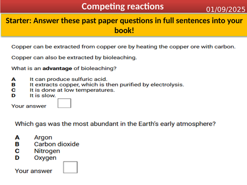 Electrolysis - Competing reactions - GCSE Chemistry | Teaching Resources