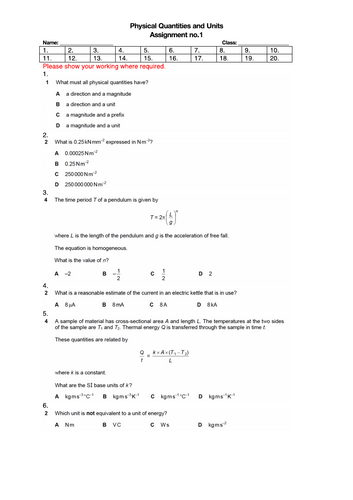 Physical Quantities and Units CIE AS Physics | Teaching Resources