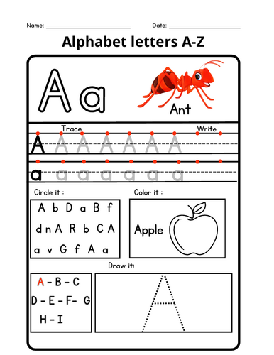 Alphabet A–Z Worksheets | Letter Recognition, Tracing, Writing ...