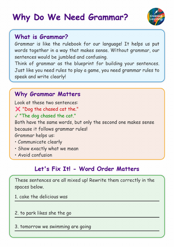 KS2/3 English - Why do we need Grammar? | Teaching Resources