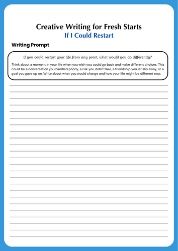Creative Writing Worksheets | Fresh Starts & New Beginnings | Back to ...