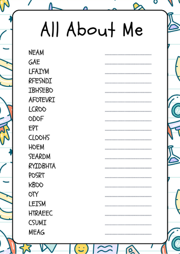All About Me Word Scramble Puzzle Worksheet Activity | Teaching Resources