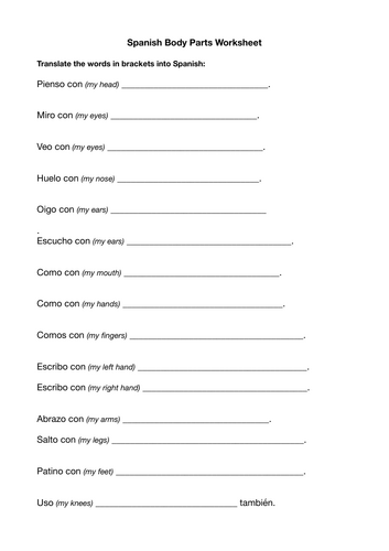 My Body + Verbs in Spanish | Teaching Resources