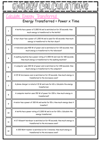 Gravitational Potential Energy Calculations Worksheet KS4 | Teaching ...