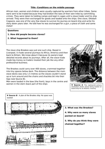Conditions during the Middle Passage: Primary Source Analysis & Guided ...