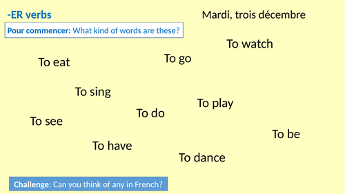 KS3 French - Regular verbs present tense | Teaching Resources