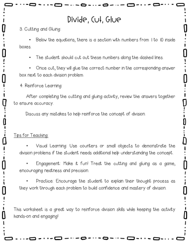 Cut and Glue & Division Model Worksheets | Teaching Resources