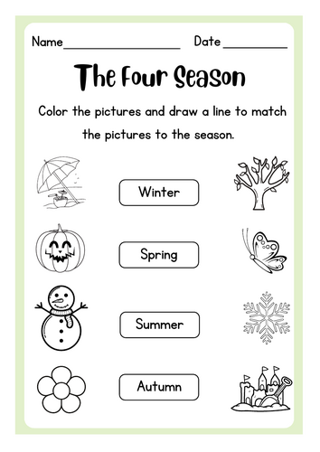 The Four Season Worksheet | Teaching Resources