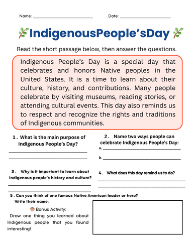 Indigenous People’s Day Worksheets | Engaging Activities for Grades 3-5 ...