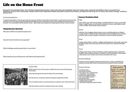 Life on the Home Front (WWII) – KS3 History & English Writing Resource ...