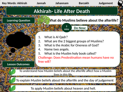 AQA Muslim Beliefs L9- Life After Death | Teaching Resources