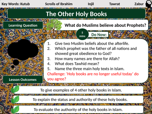 AQA Muslim Beliefs L12- The Other Holy Books | Teaching Resources