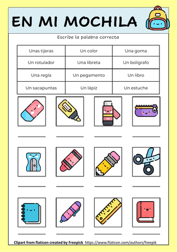 En mi mochila - Worksheet | Teaching Resources