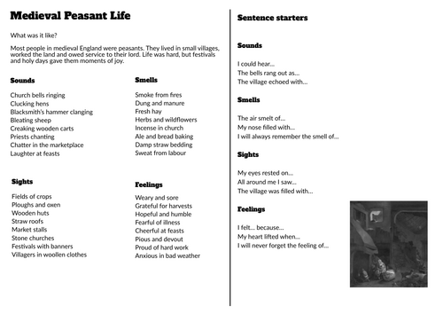 Medieval Peasant Life – KS3 Descriptive Writing Resource | Teaching ...