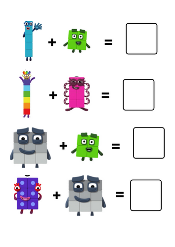 Number Blocks addition sheets - crossing ten | Teaching Resources