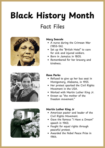 Black History Month Fact Files – KS1 & KS2 Posters and Classroom ...