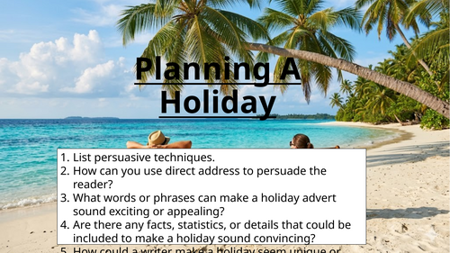 Travel Writing - Planning A Holiday | Teaching Resources