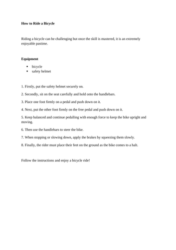 Instruction and explanation example / model texts | Teaching Resources