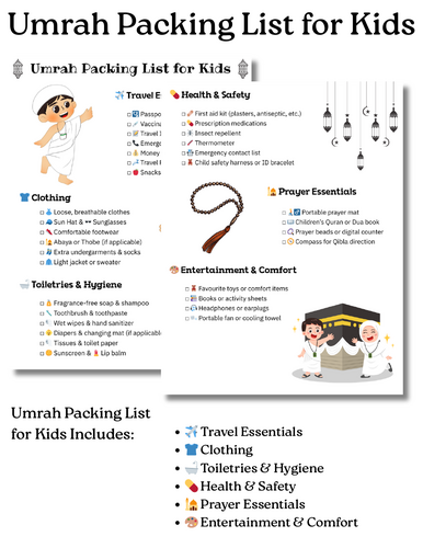 checklist for umrah with kids - umrah packing list for kids | Teaching ...