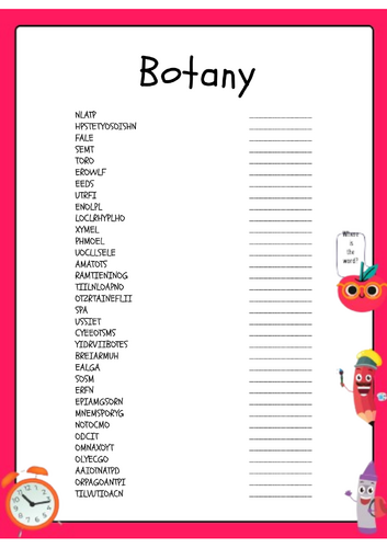 Botany Word Scramble Activity Puzzle Worksheet | Teaching Resources