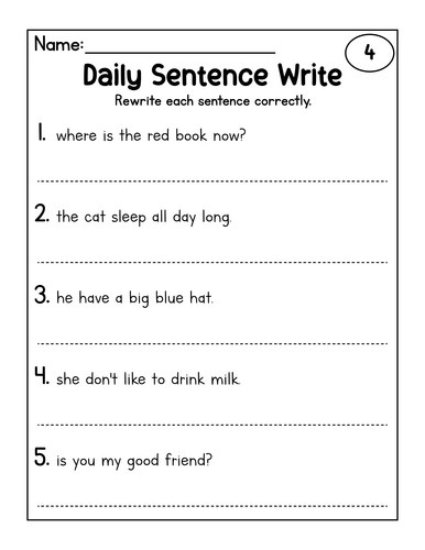 Handwriting Practice Sentence Worksheets