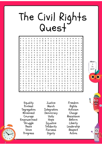 Civil Rights Quest Word Search Activity Puzzle Worksheet | Teaching ...