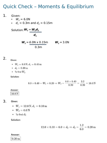 NEW AQA GCSE (2016) Physics - Moments & Equilbrium | Teaching Resources