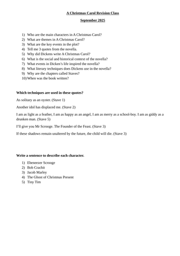 A Christmas Carol All Concepts Revision | Teaching Resources